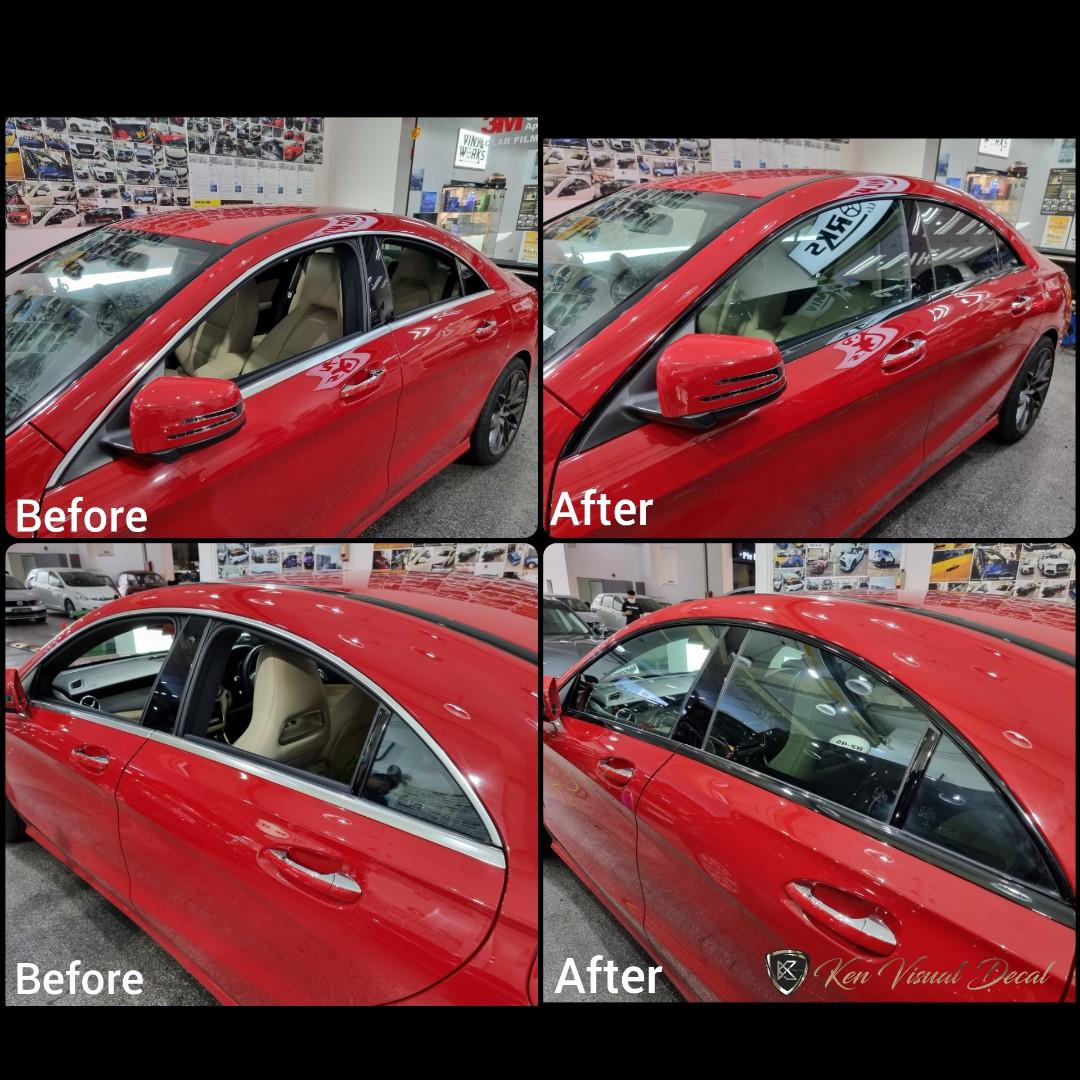 Car Wrap - Mercedes window trims dechrome wrap gloss black, Car ...