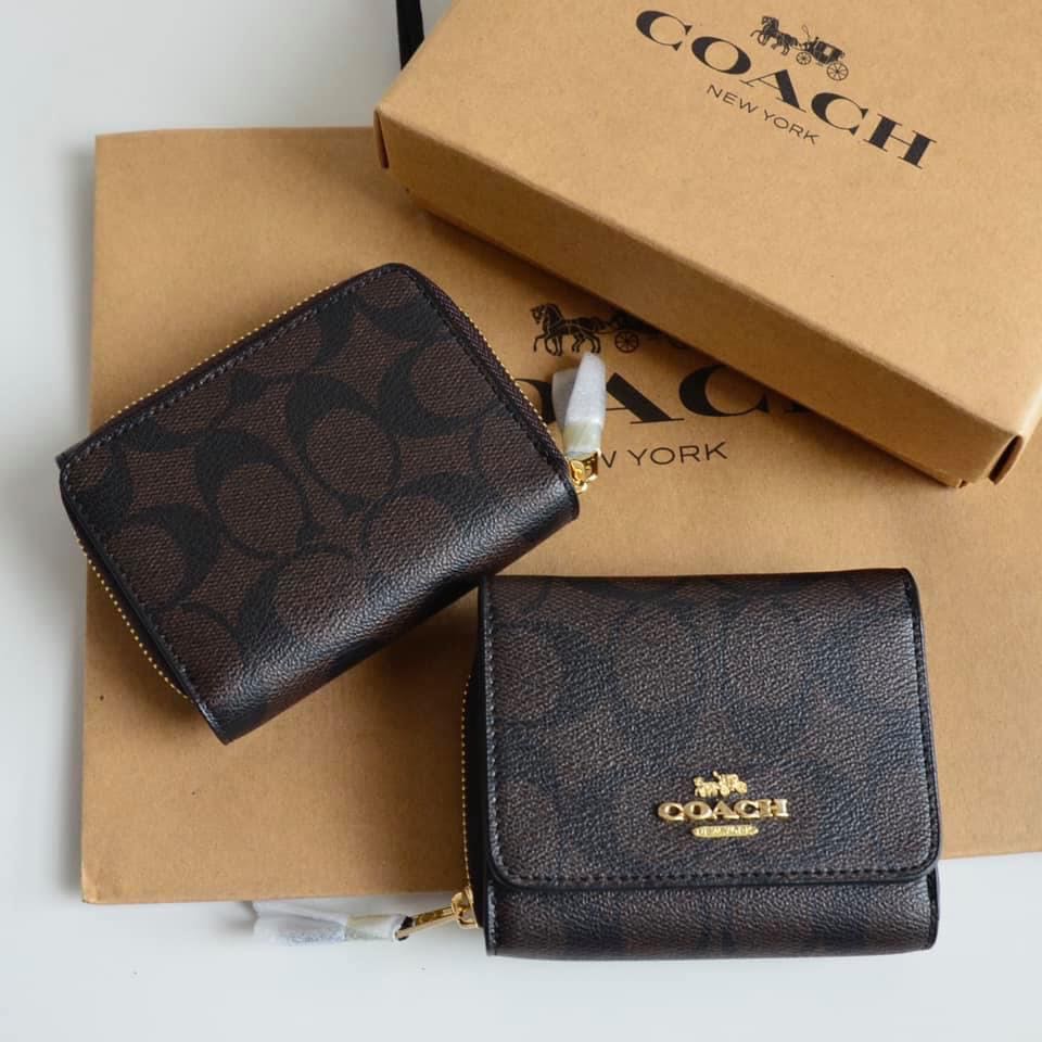 Coach Small Trifold Wallet in Signature Canvas, Women's Fashion, Bags ...