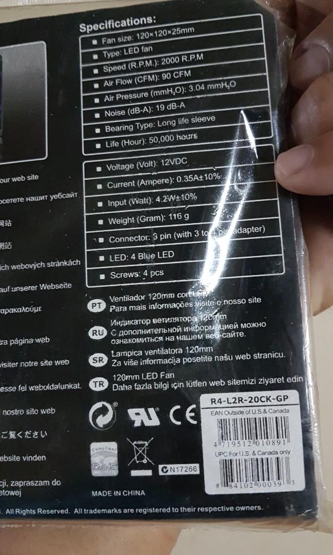 Cooler master blue led fan for pc, Computers & Tech, Parts ...