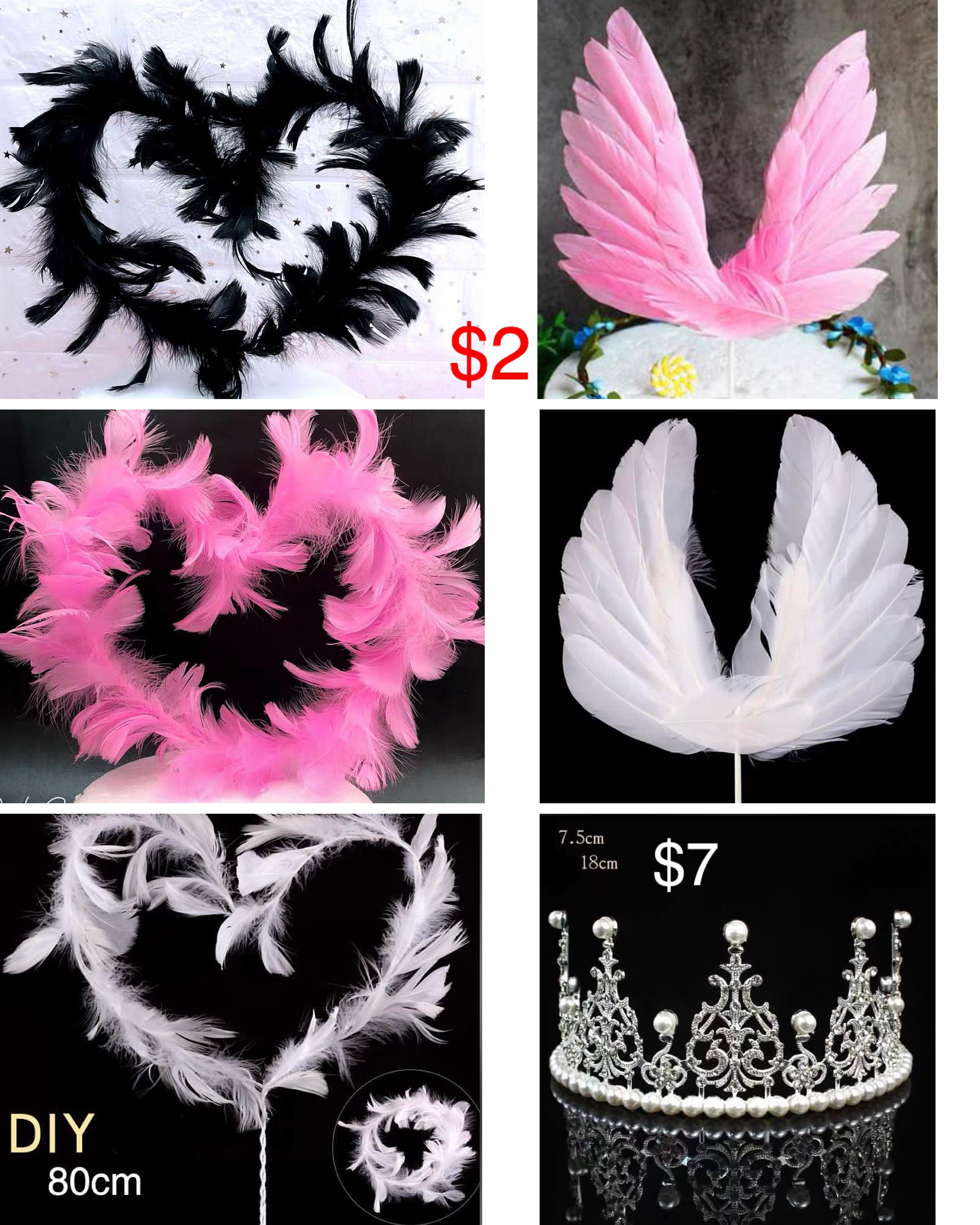 Crown Tiara Princess Feather Wing birthday cake topper decorations toys ...