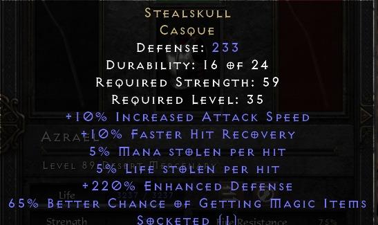 D2R | Diablo 2 Resurrected Stealskull helm Ptopaz for merc Base 41MF ...