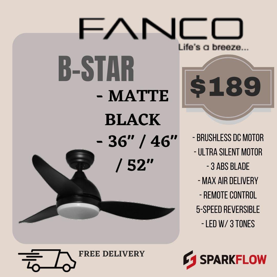 Fanco Bstar DC ceiling fan *Free delivery + Basic installation ...