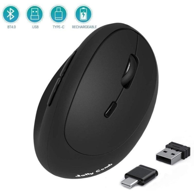 Jelly Comb MV09D Type-C Wireless Bluetooth Ergonomic Mouse Rechargeable ...