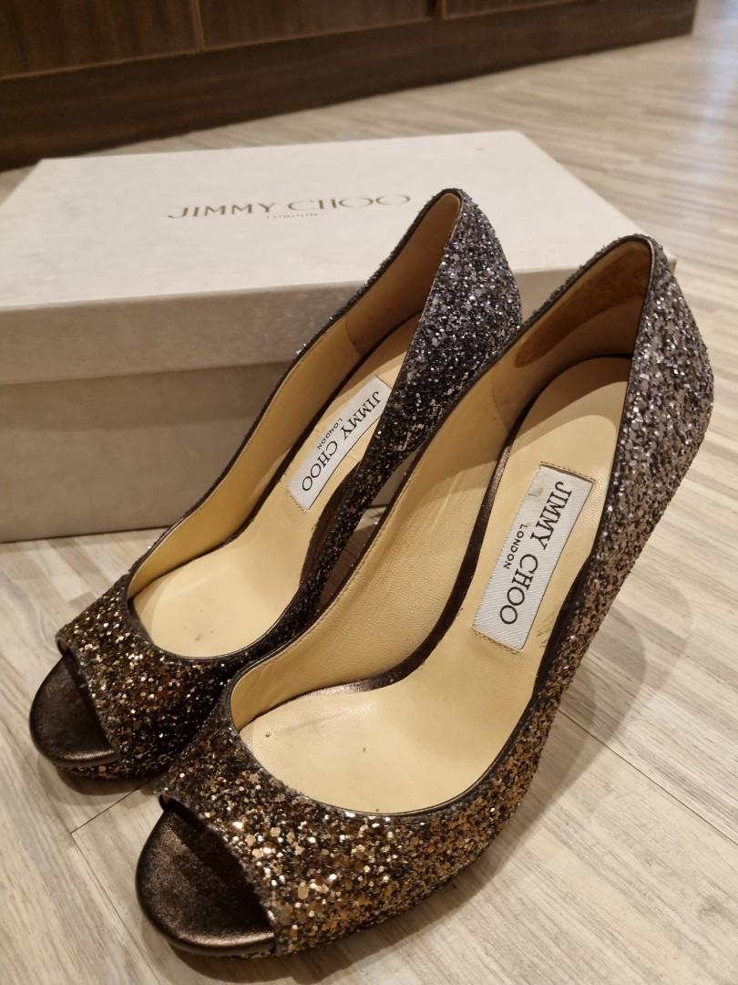 Jimmy choo Romy glitter heels, Luxury, Sneakers & Footwear on Carousell