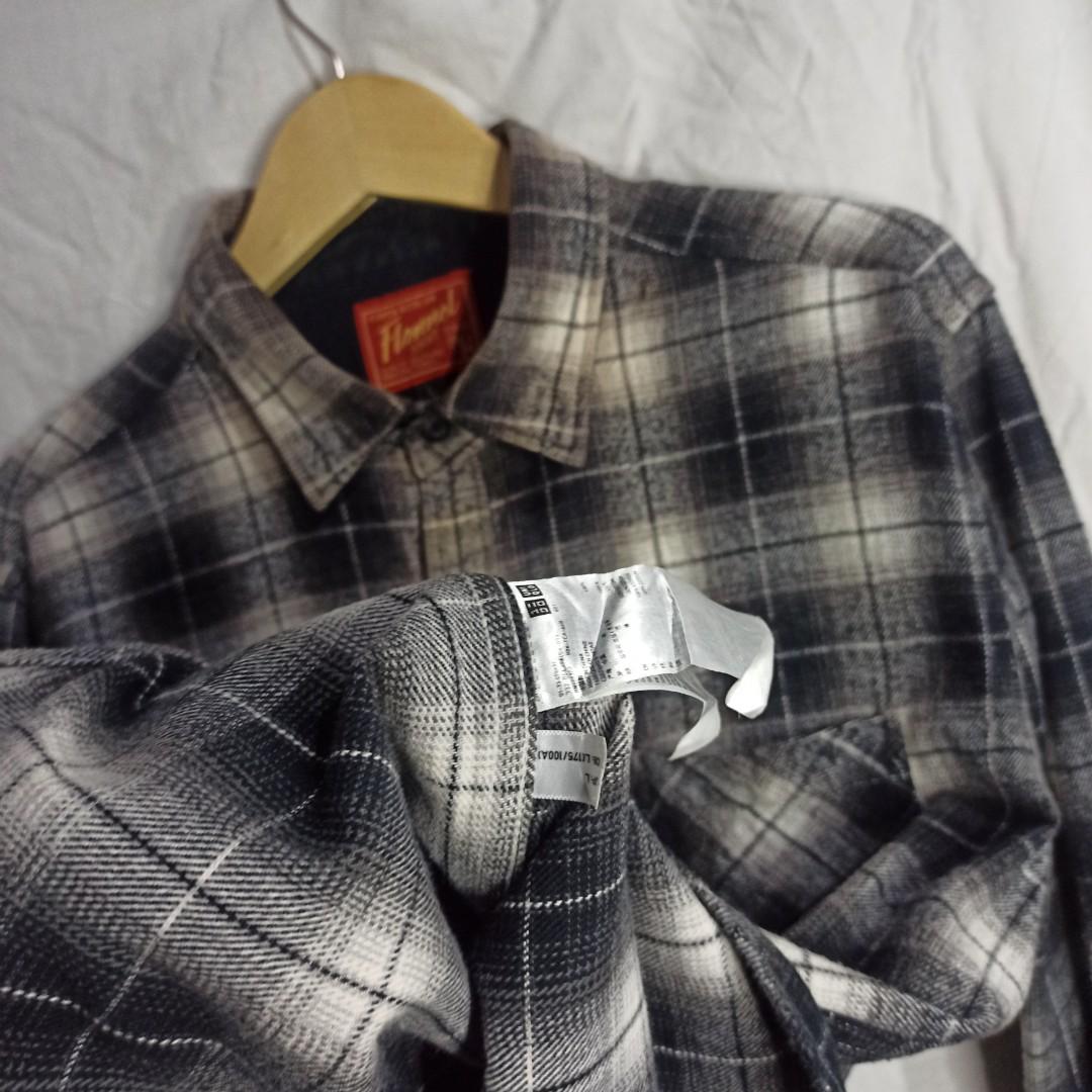 Kemeja Flanel Brand Uniqlo Veterano Hitam Putih Second, Olshop Fashion ... Kemeja Flanel Brand Uniqlo Veterano Hitam Putih Second, Olshop Fashion ...
