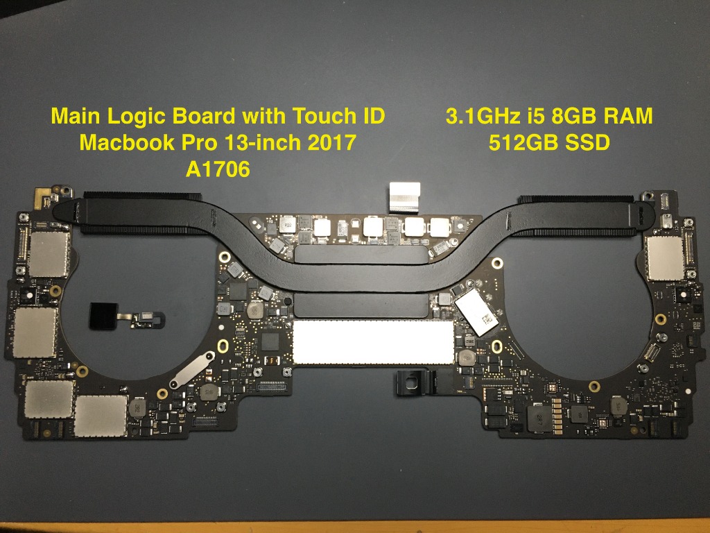 Macbook Pro 13-Inch 2017 Logic Board with Touch ID A1706, Computers & Tech, Parts & Accessories ...