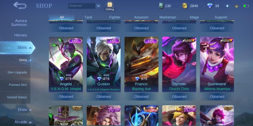 Mobile legend account KOF LEGEND, Video Gaming, Gaming Accessories, In ...