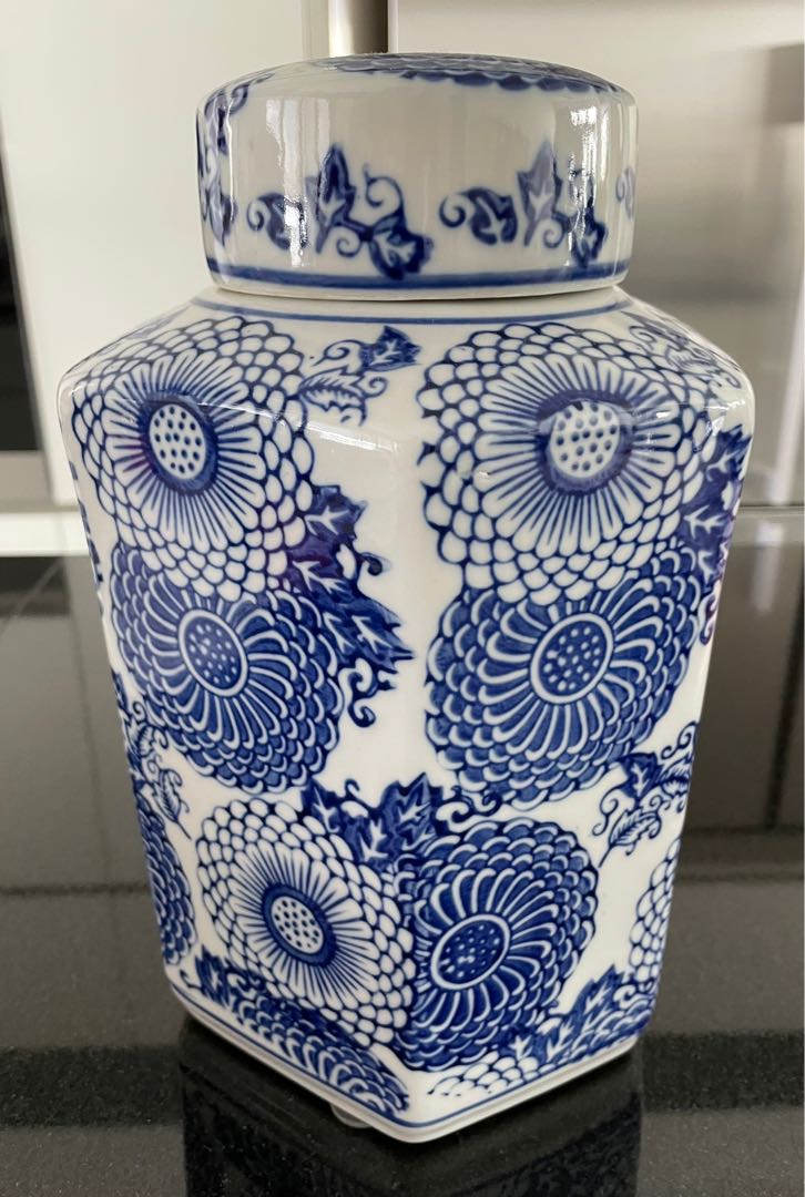 Modern blue and white ginger jar, Furniture & Home Living, Home Decor ...