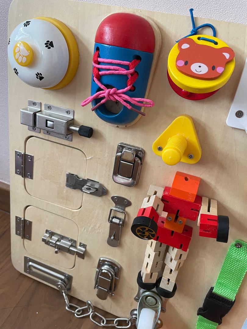 Montessori educational busyboard sensory play, Babies & Kids, Infant ...