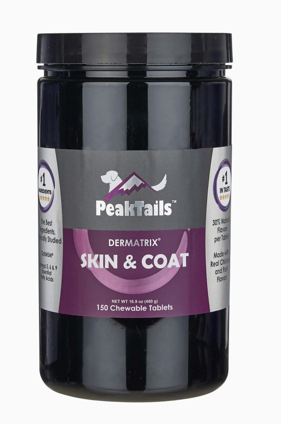 PeakTails Dermatrix, 150 Chewable Tablets for Dogs, Supports Healthy ...