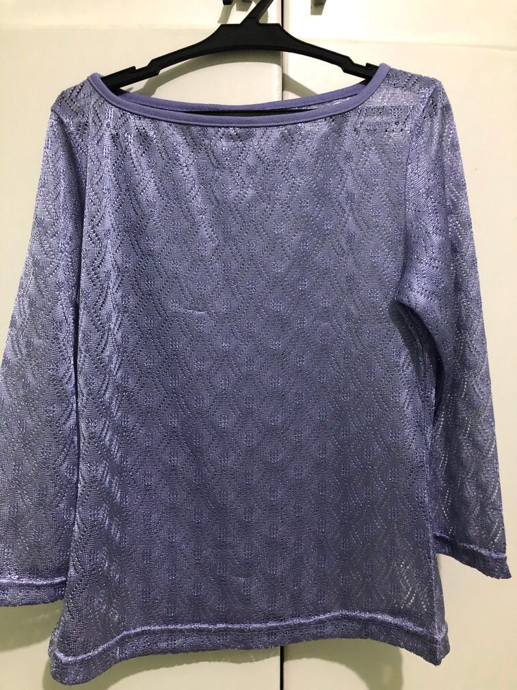 Purple sheer top, Women's Fashion, Tops, Longsleeves on Carousell