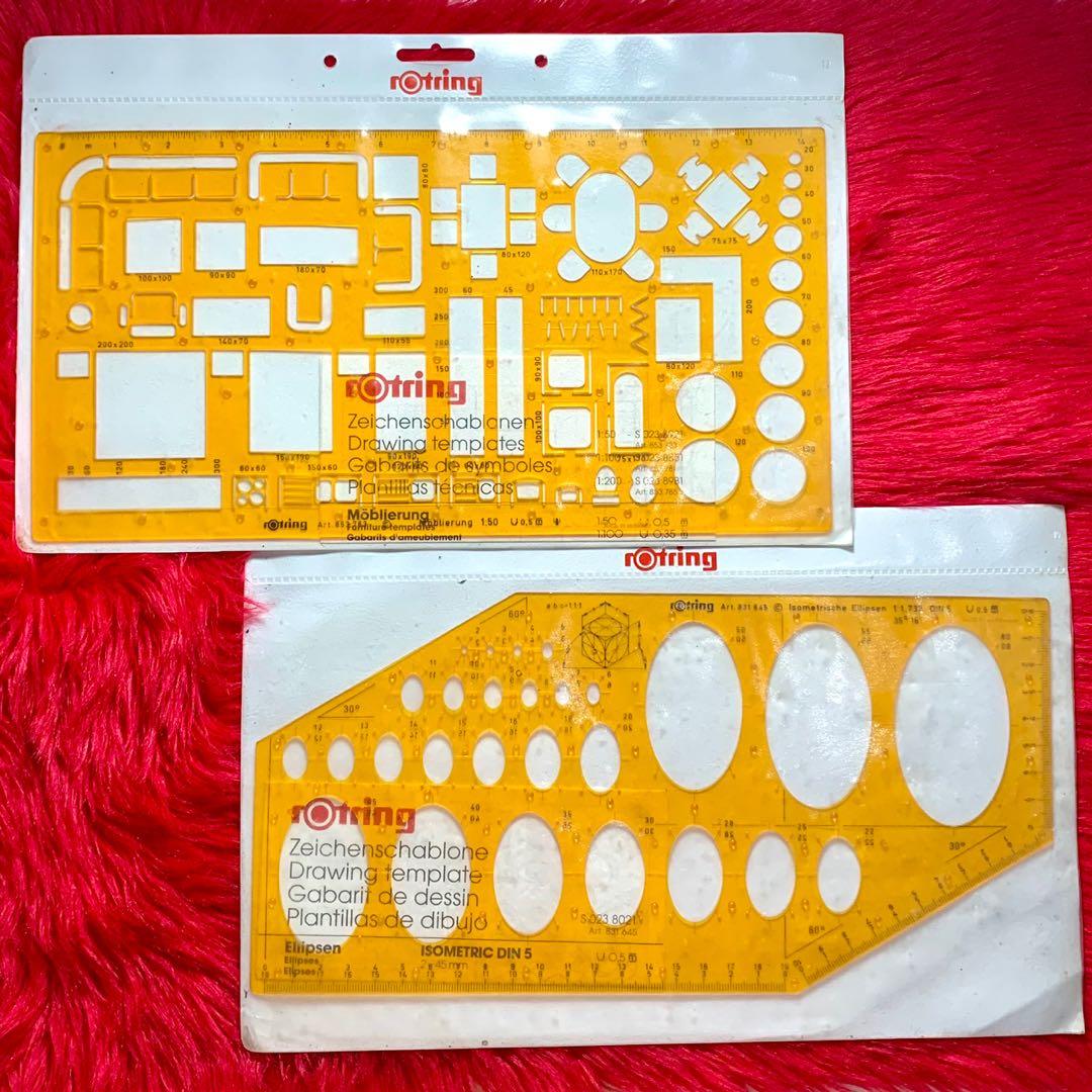 Staedtler Compass and Adaptor, Rotring Ellipses Furniture Template ...