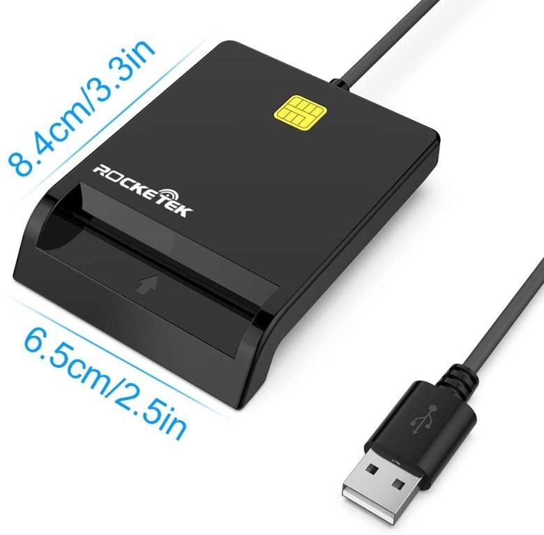 "USB Smart Card Reader-Rocketek DOD Military USB-CAC Chip Card Reader ...