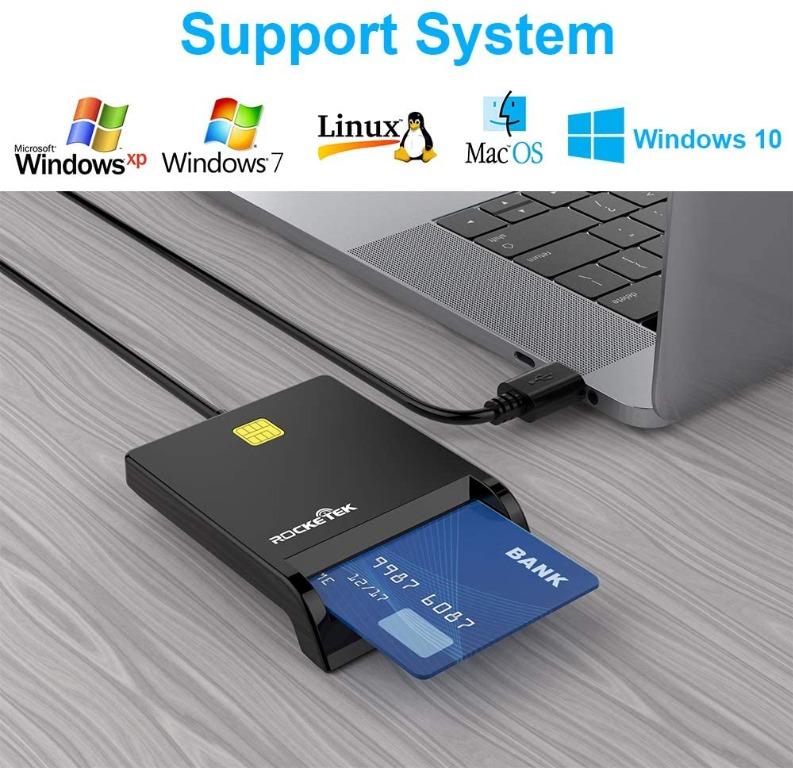 "USB Smart Card Reader-Rocketek DOD Military USB-CAC Chip Card Reader ...