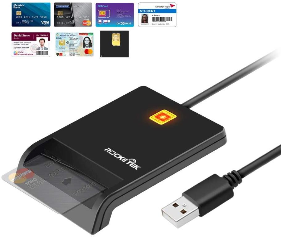 "USB Smart Card Reader-Rocketek DOD Military USB-CAC Chip Card Reader ...