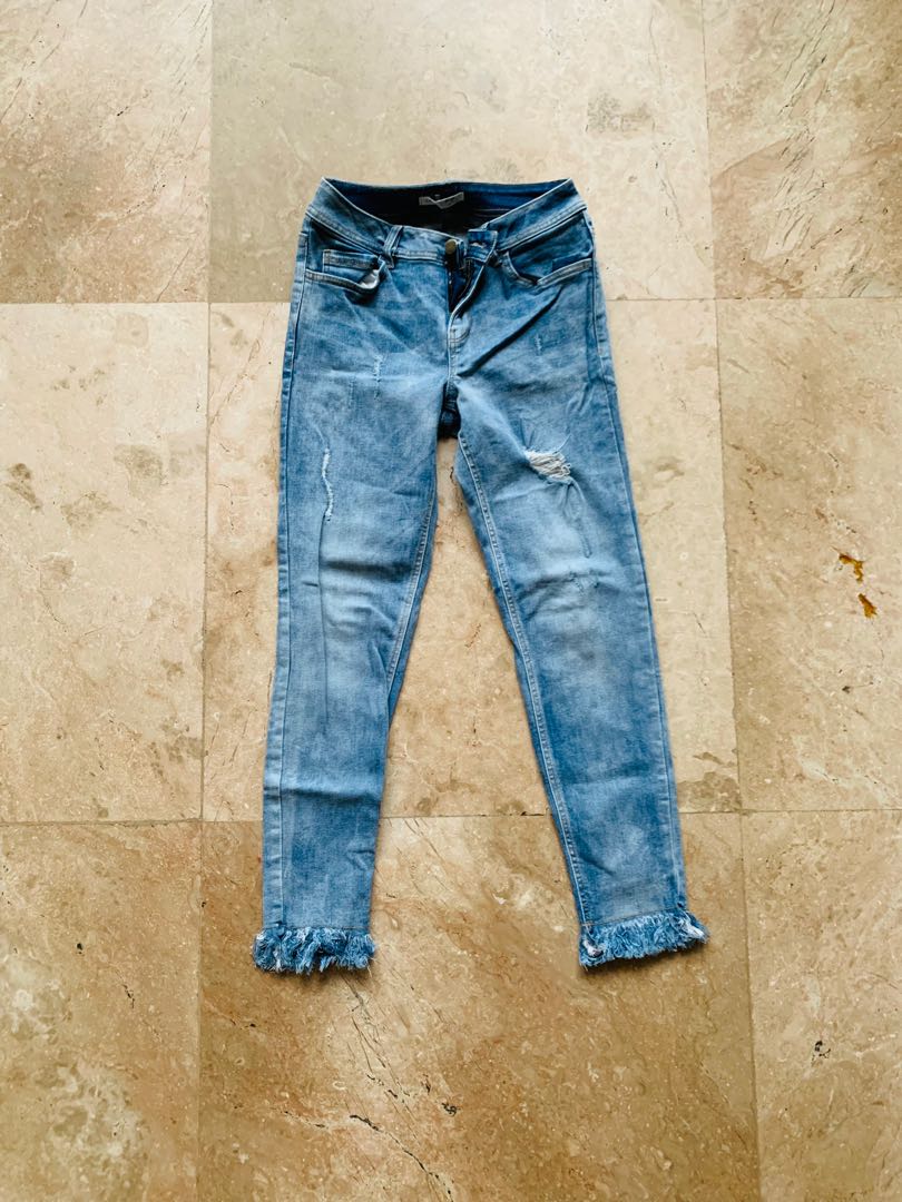 Zara TRF Denim Pants, Frill Bottom, Women's Fashion, Bottoms, Jeans on ...