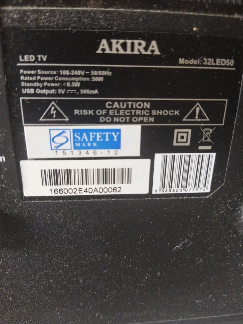 Akira 32" LED TV Good Working Condition, Furniture & Home Living ...
