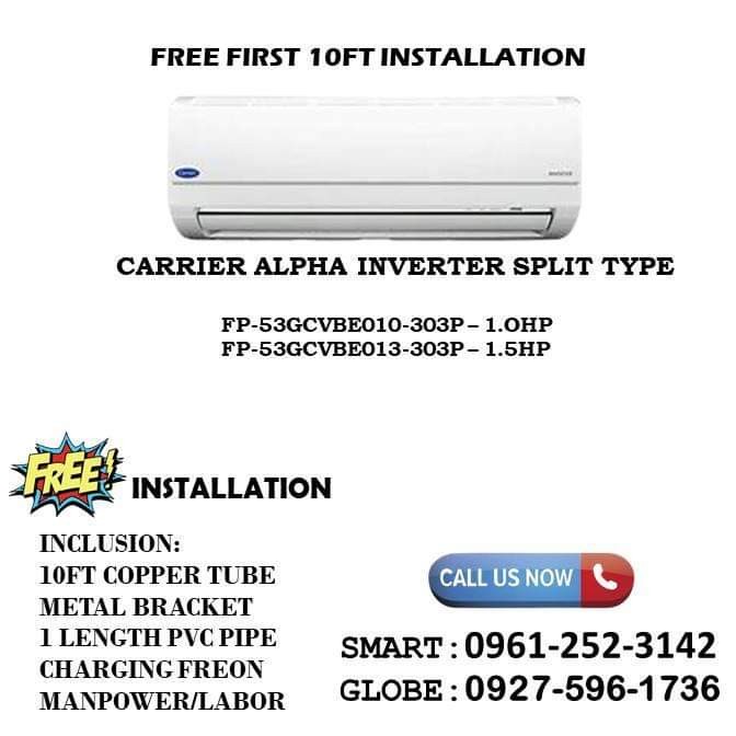 Carrier Alpha Inverter Split Type With Free Installation, TV & Home ...