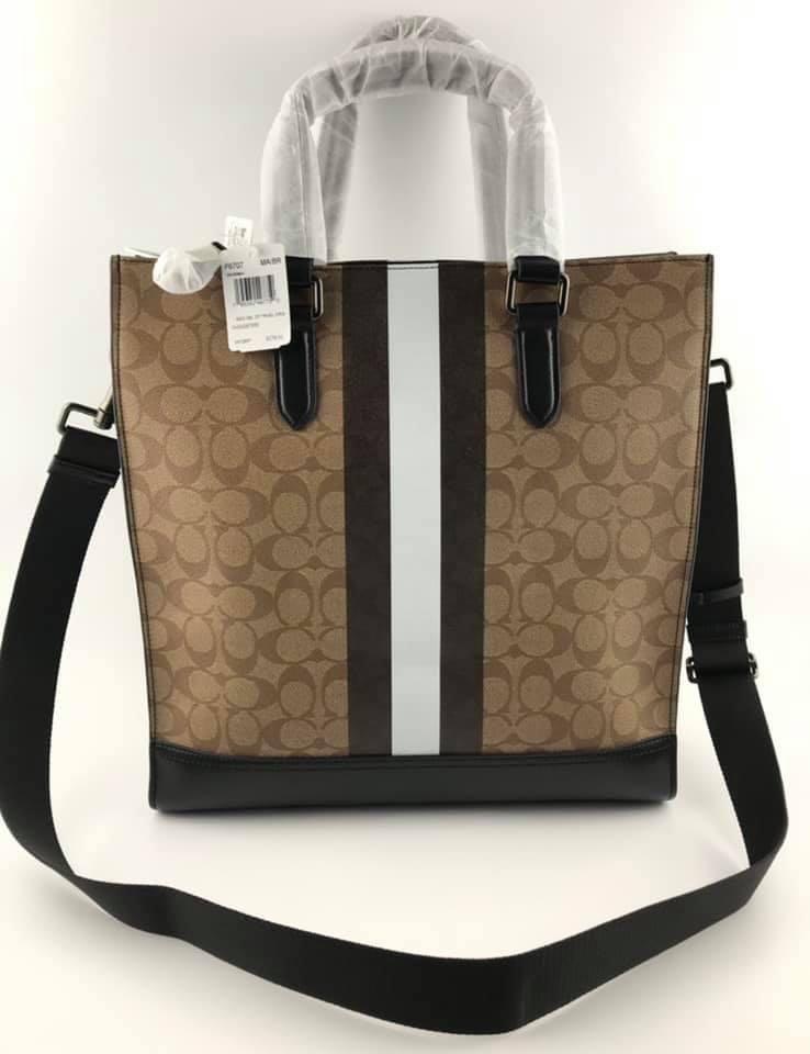 Coach Graham Structured Tote In Signature Canvas With Varsity Stripe ...