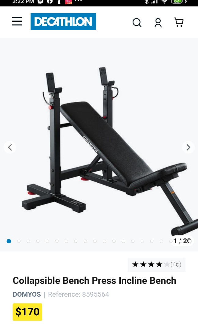 Collapsible Bench Press Incline Bench, Sports Equipment, Exercise ...