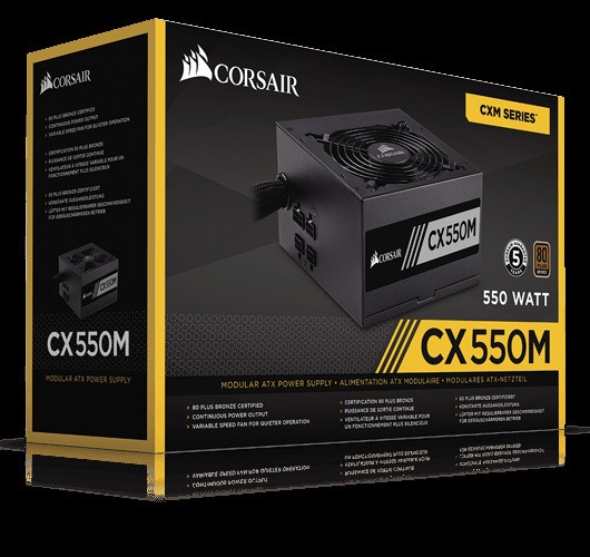 Corsair CX Series™ Semi-Modular CX550M ATX Power Supply — 550 Watt 80 ...