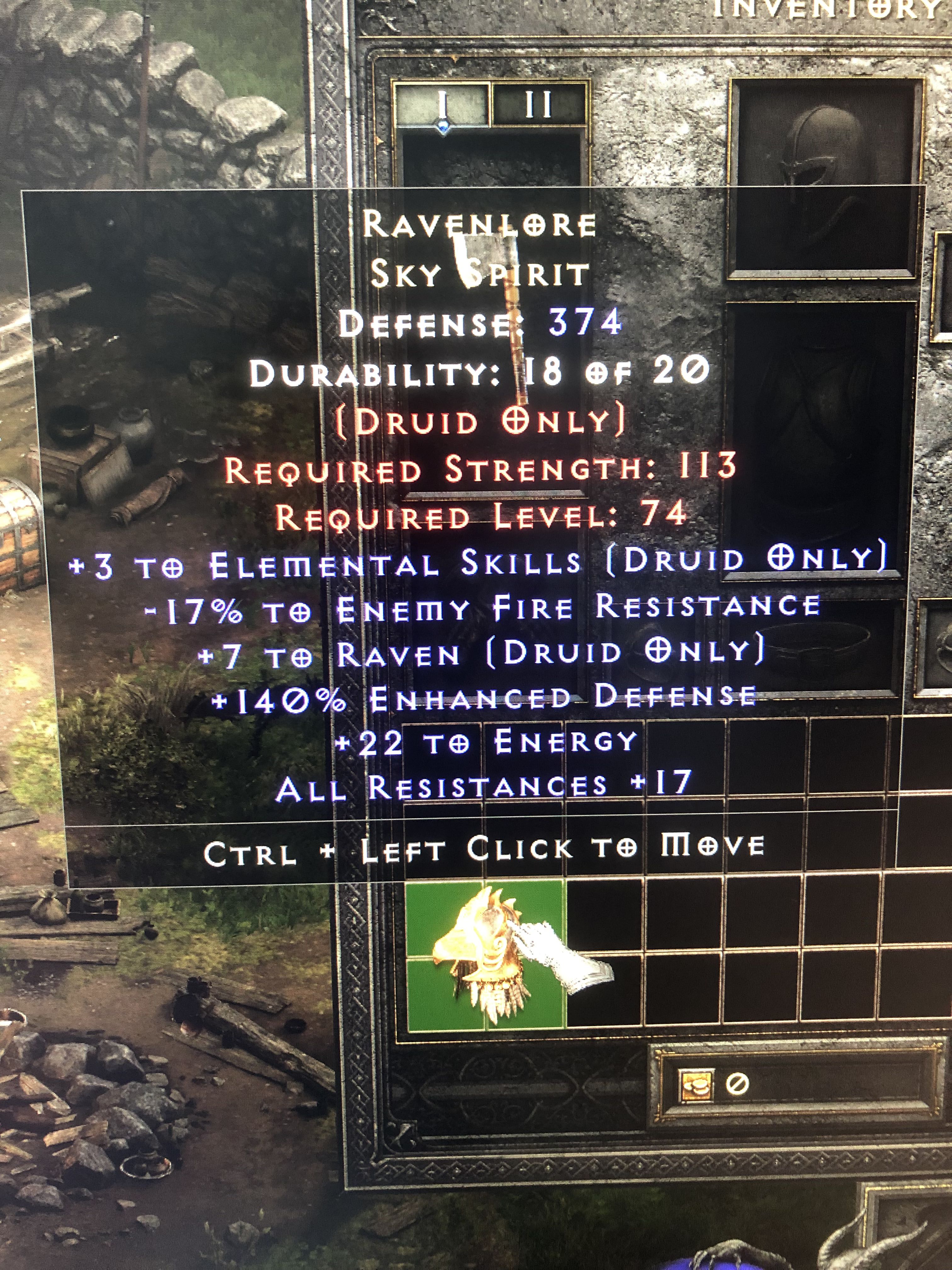 D2R - ravenlore sky spirit Druid helm, Video Gaming, Gaming Accessories ...