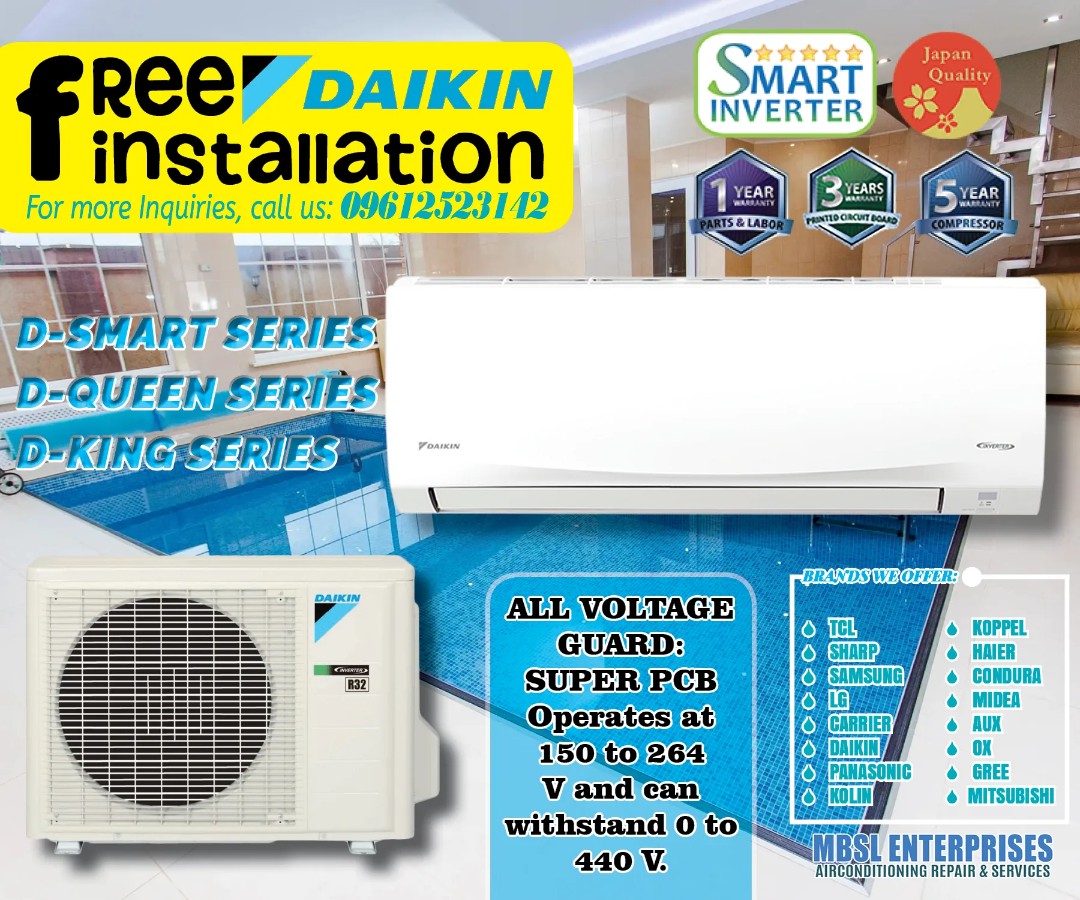 DAIKIN SMART SERIES INVERTER SPLIT TYPE WITH FREE INSTALLATION, TV ...