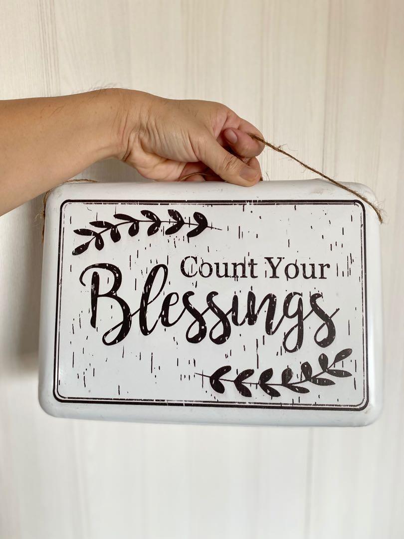 Enamel count your blessings wall plaque signage, Furniture & Home ...