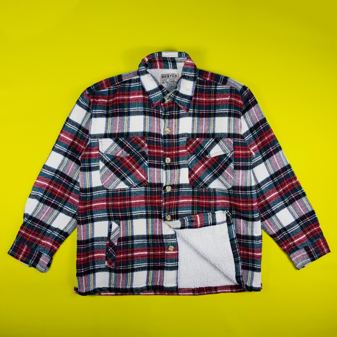 HUNTER vintage wool flannel shirt/jacket with sherpa inner (KEMEJA ...