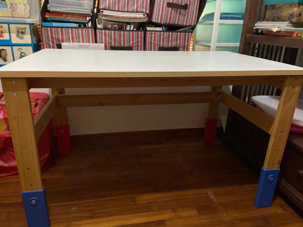 IKEA solid pine desk with storage box (rollers), Furniture & Home ...
