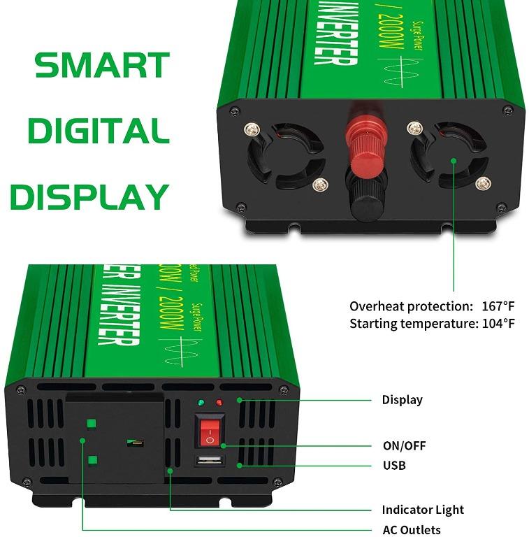 Pure Sine Wave Inverter 1000W Inverter Car Power Converter Remote ...