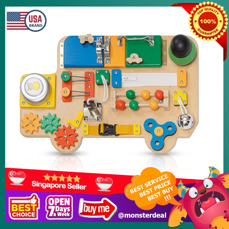 Toddler Busy Board Car for 1 2 3 Year Old - Wooden Handmade Baby ...