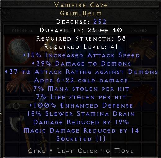 Vampire Gaze : Diablo 2 Resurrected, Video Gaming, Gaming Accessories ...