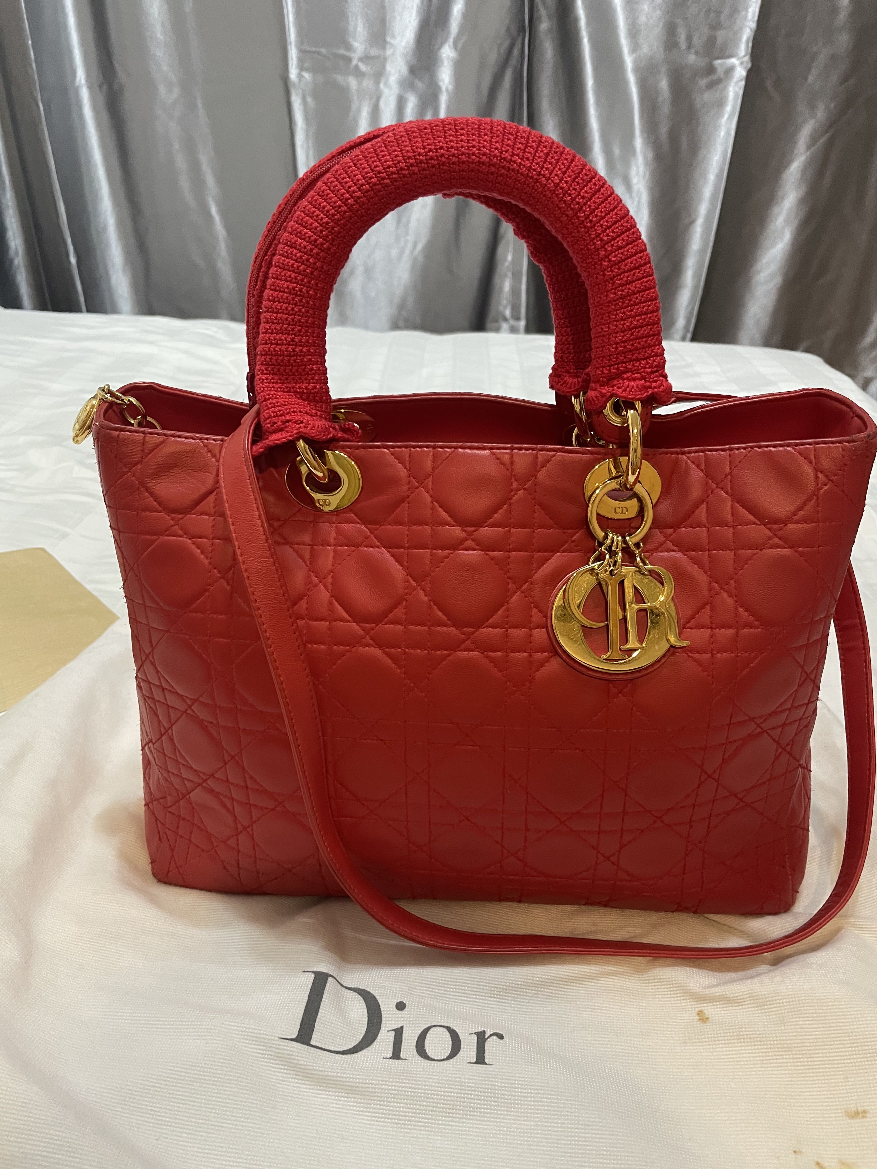 Auth DIOR red handbag, Luxury, Bags & Wallets on Carousell