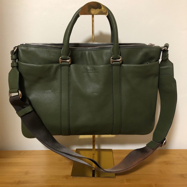 Authentic BALLY Migan Dark Green Leather Tote / Laptop Bag, Women's ...