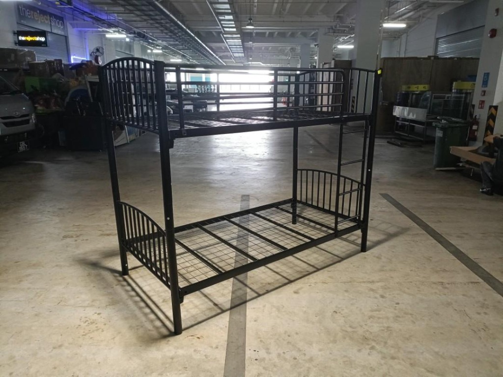 BUTLER Double Deck Metal Bunk Bed in BLACK, Furniture & Home Living ...