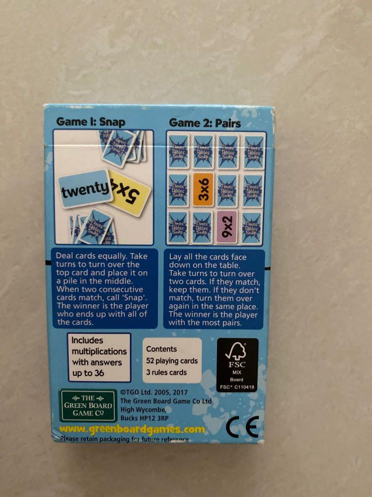 Children times table snap card game, Hobbies & Toys, Toys & Games on ...