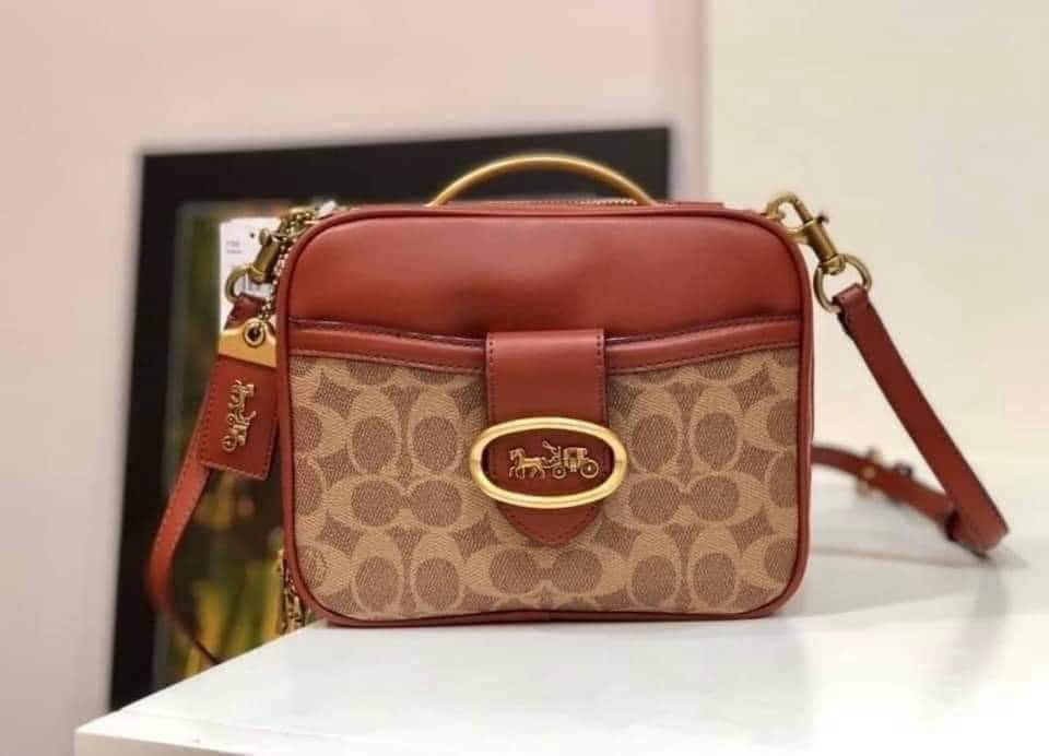 Coach Riley Lunchbox Bag in Signature, Women's Fashion, Bags & Wallets ...