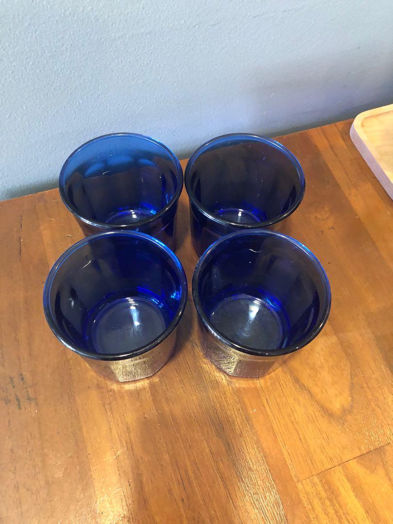 Cobalt Blue Glass Cups, Furniture & Home Living, Kitchenware ...