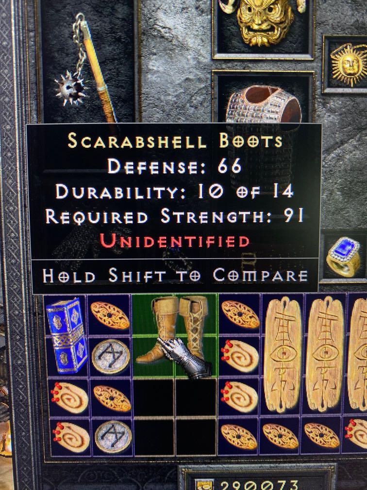Diablo 2 Resurrected Unid Sandstorm boots, Video Gaming, Gaming ...