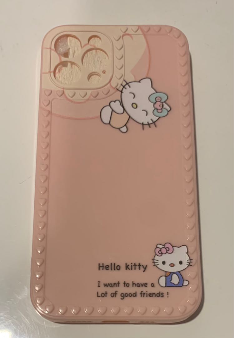 Pink hello kitty iPhone 12 Pro casing, Everything Else on Carousell