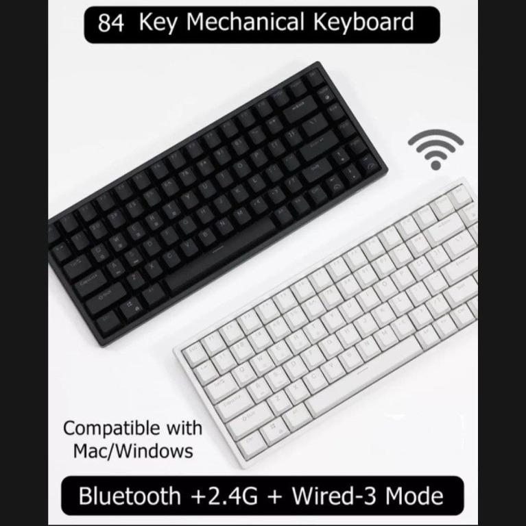 Royal Kludge 84 RK84 White LED Mechanical Keyboard Brown Switches with ...