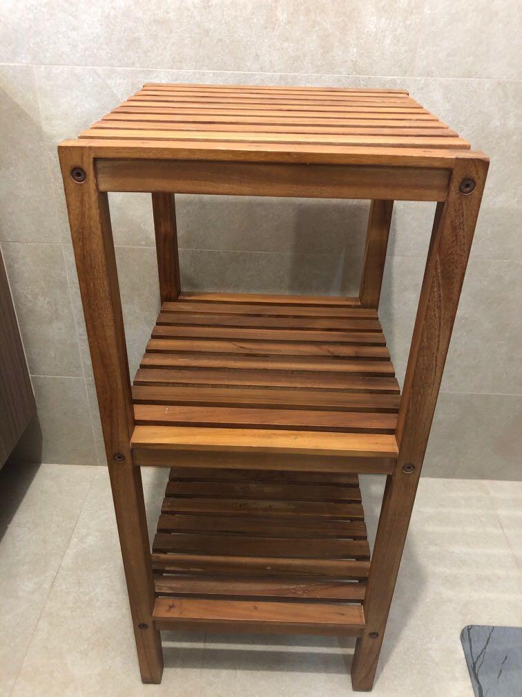 Scanteak solid teak 3 tier rack, Furniture & Home Living, Furniture ...