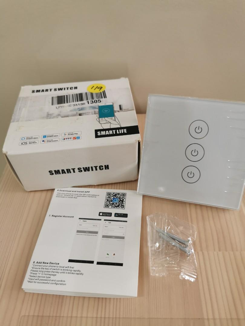Smart life 3 gang wall switch, TV & Home Appliances, Electrical ...
