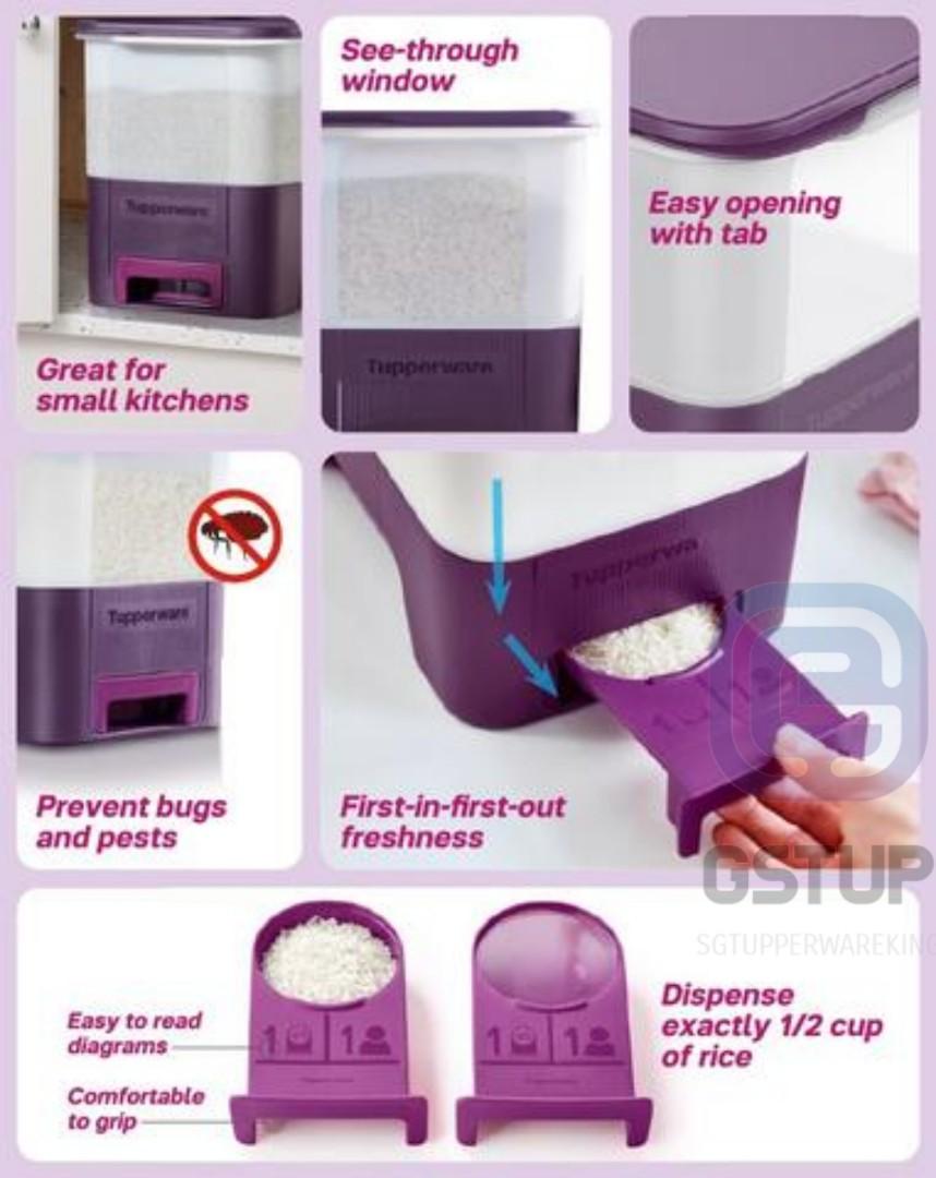 Tupperware Rice Smart Junior 5kg, Furniture & Home Living, Kitchenware ...