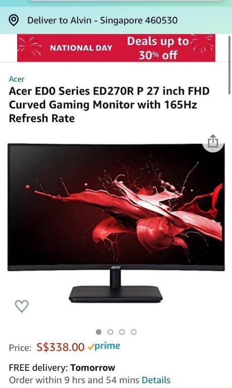 Acer ED0 Series ED270R P 27 inch FHD Curved Gaming Monitor with 165Hz ...