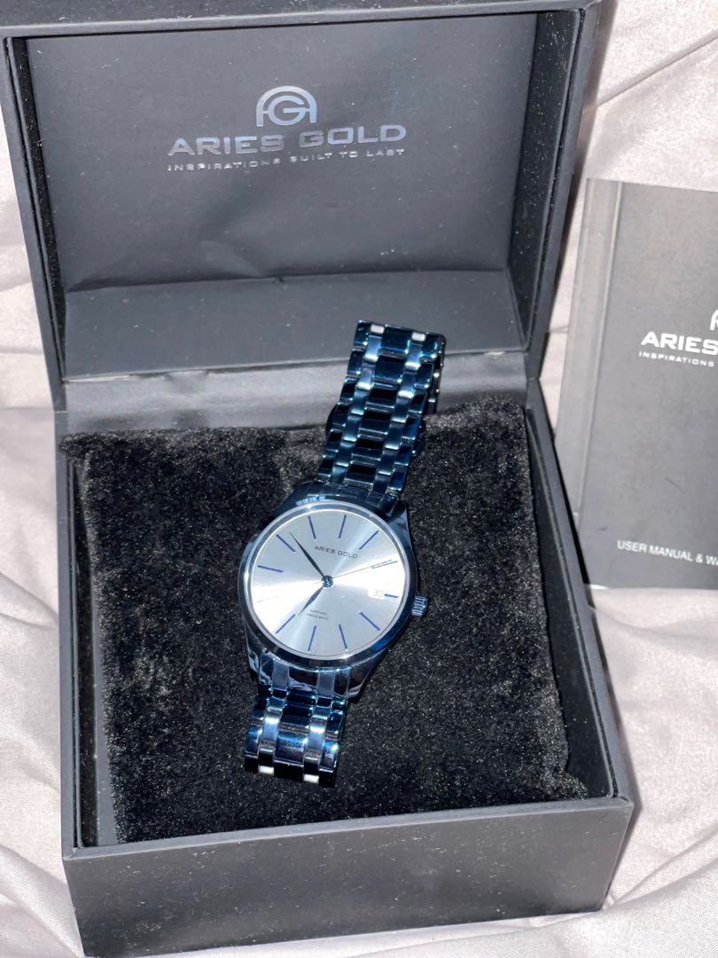 Aries gold watch (blue), Luxury, Watches on Carousell