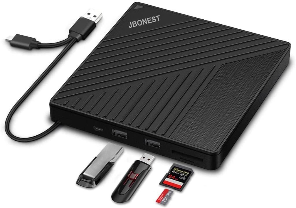 [C2032] JBONEST External DVD CD Drive, USB 3.0 Type-C Portable CD/DVD ...