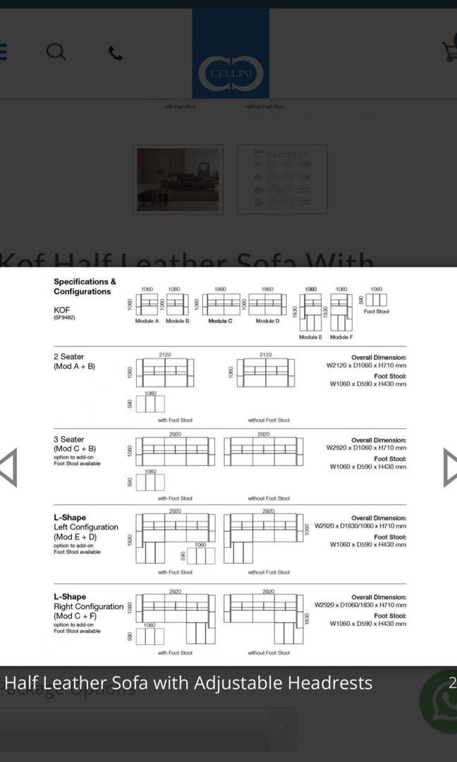 Cellini Kof leather sofa, Furniture & Home Living, Furniture, Sofas on ...