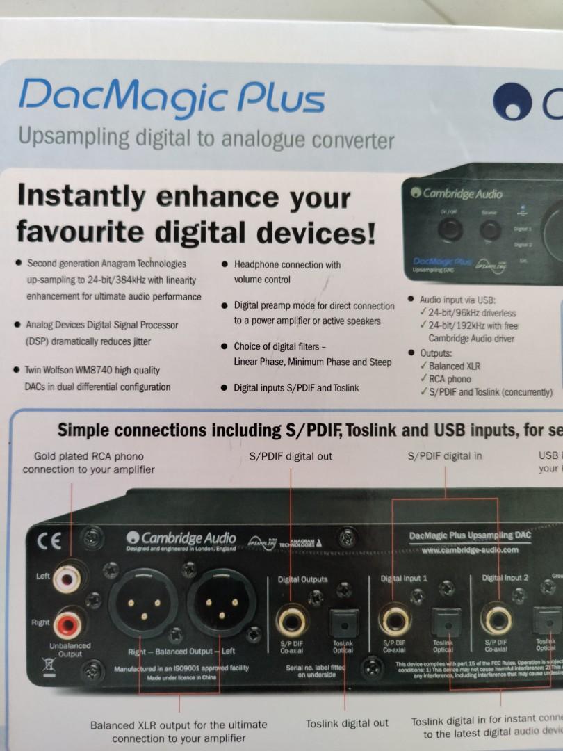 DAC Magic Plus - Cambridge Audio, Audio, Other Audio Equipment on Carousell